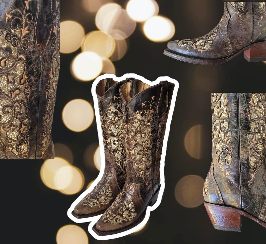 Brown Leather Gold Inlay Boots – LYON BOOTS